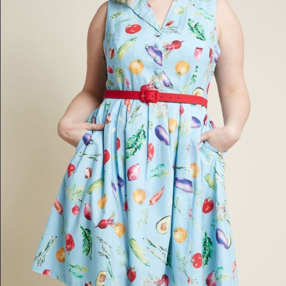 Modcloth | Dresses | Modcloth Its An Inspired Taste Veggie Dress New ...